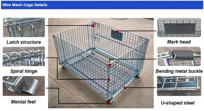 Galvanized Movable Metal Wire Cages , Wire Mesh Storage Container