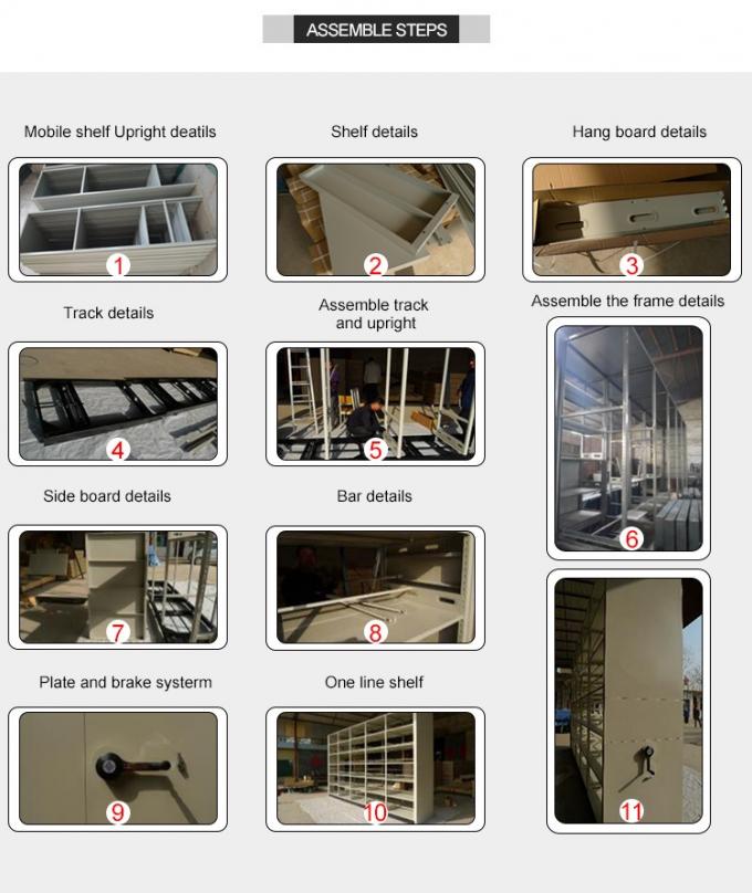 Heavy Duty Cold Roll Steel Moving File Cabinets Shelf System With Floor ...