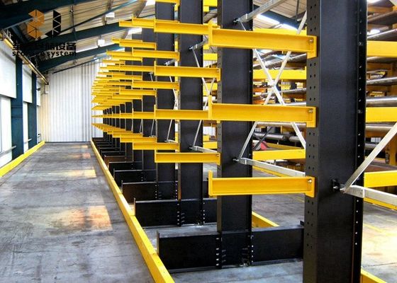 Powder Coating Cantilever Steel Storage Racks , Heavy Duty Cantilever Racks