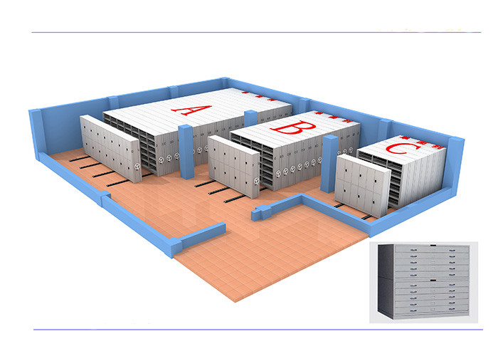 Heavy Duty Cold Roll Steel Moving File Cabinets Shelf System With Floor ...